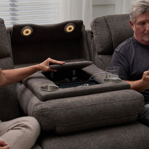 Zofa Dove Fabric Power Sleep Sofa with Power Headrests & Lumbar – Zecliner